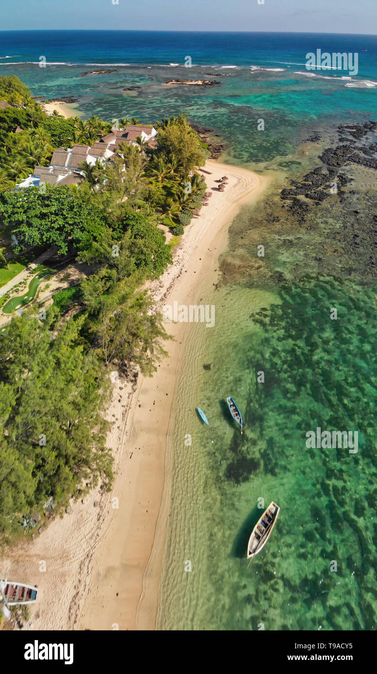 Aerial view of beautiful Mauritius beach, Africa Stock Photo - Alamy