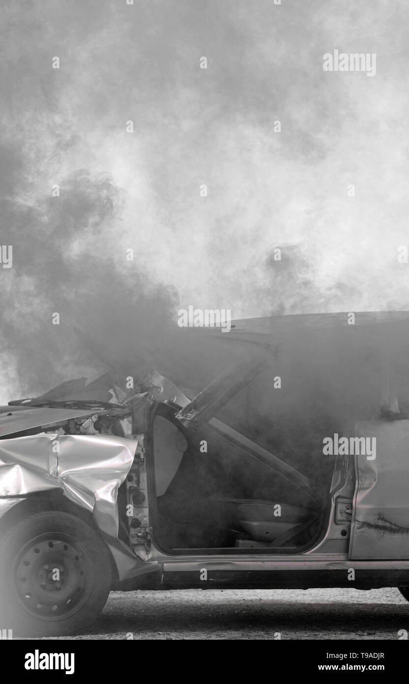 Damaged transportation accident smoke hi-res stock photography and ...