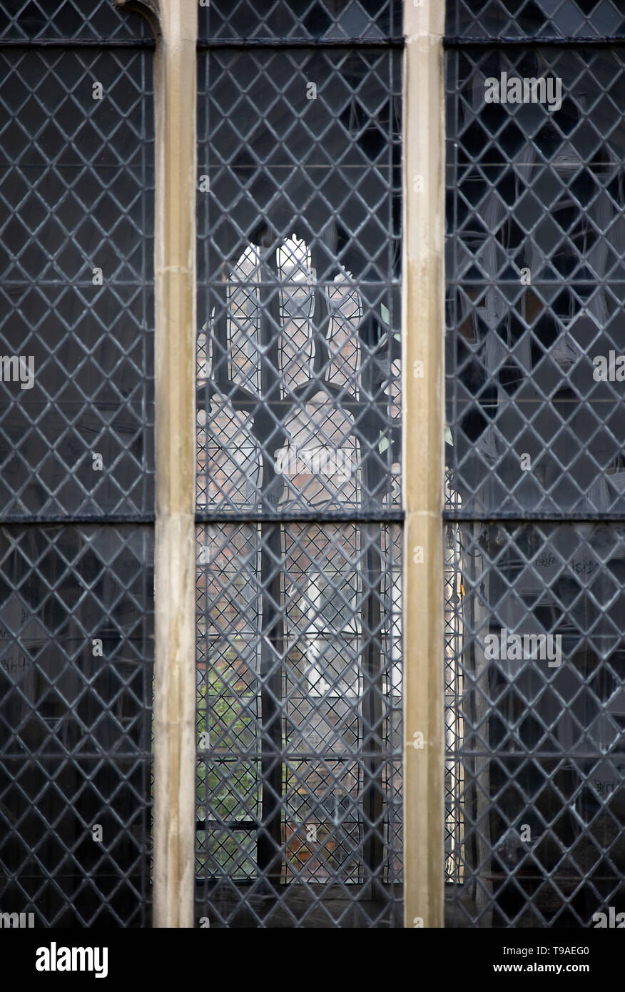 Leaded windows with stonework frames to historic ecclesiastical ...