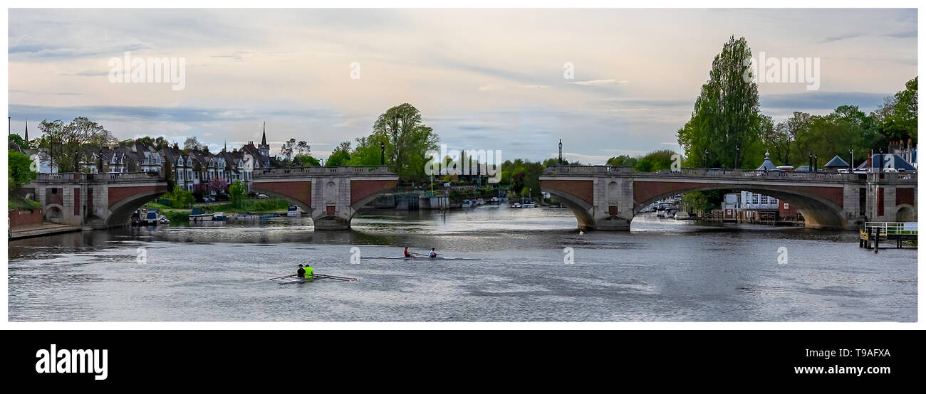 composite image hampton court bridge falling down Stock Photo - Alamy