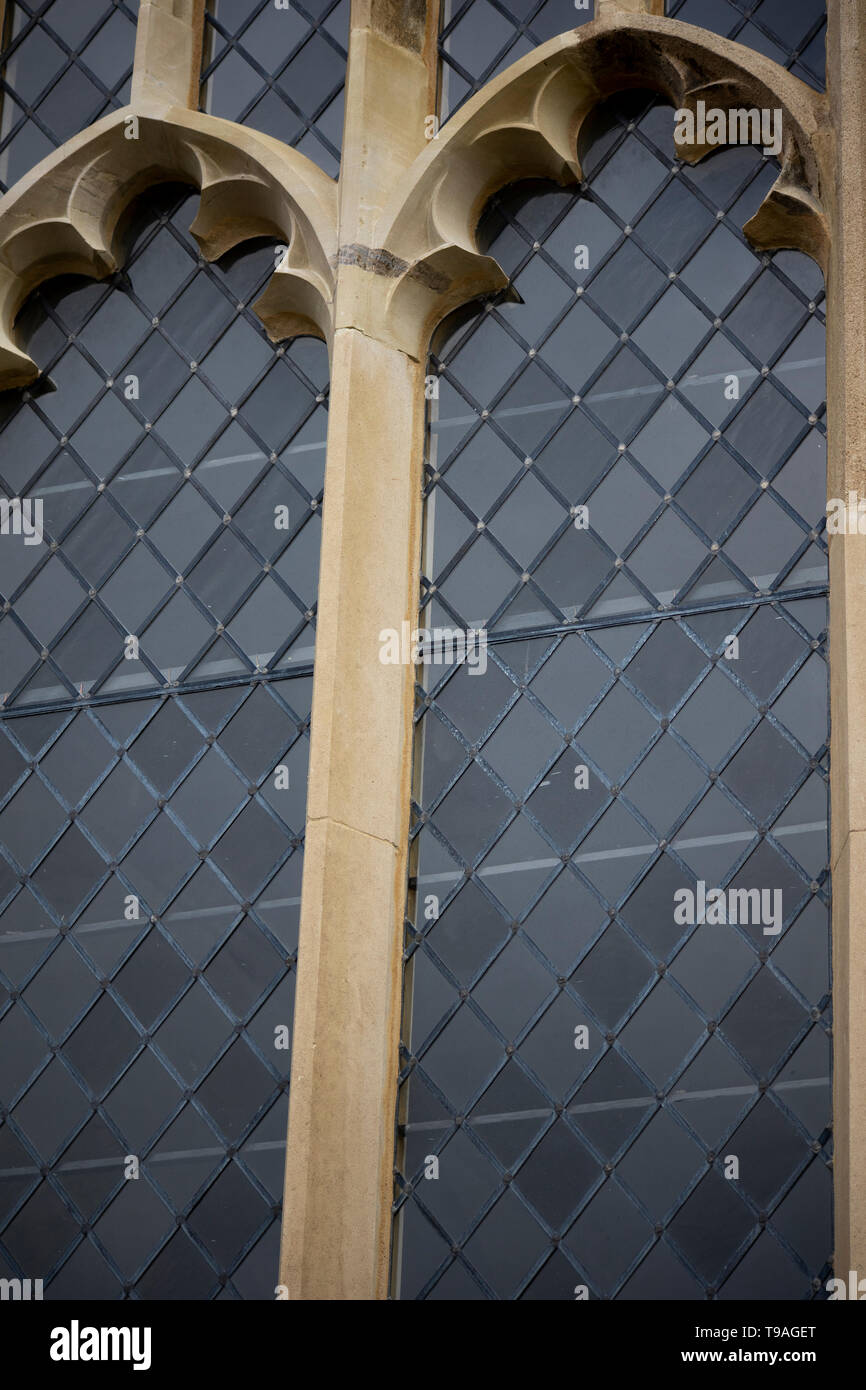 Leaded windows with stonework frames to historic ecclesiastical ...