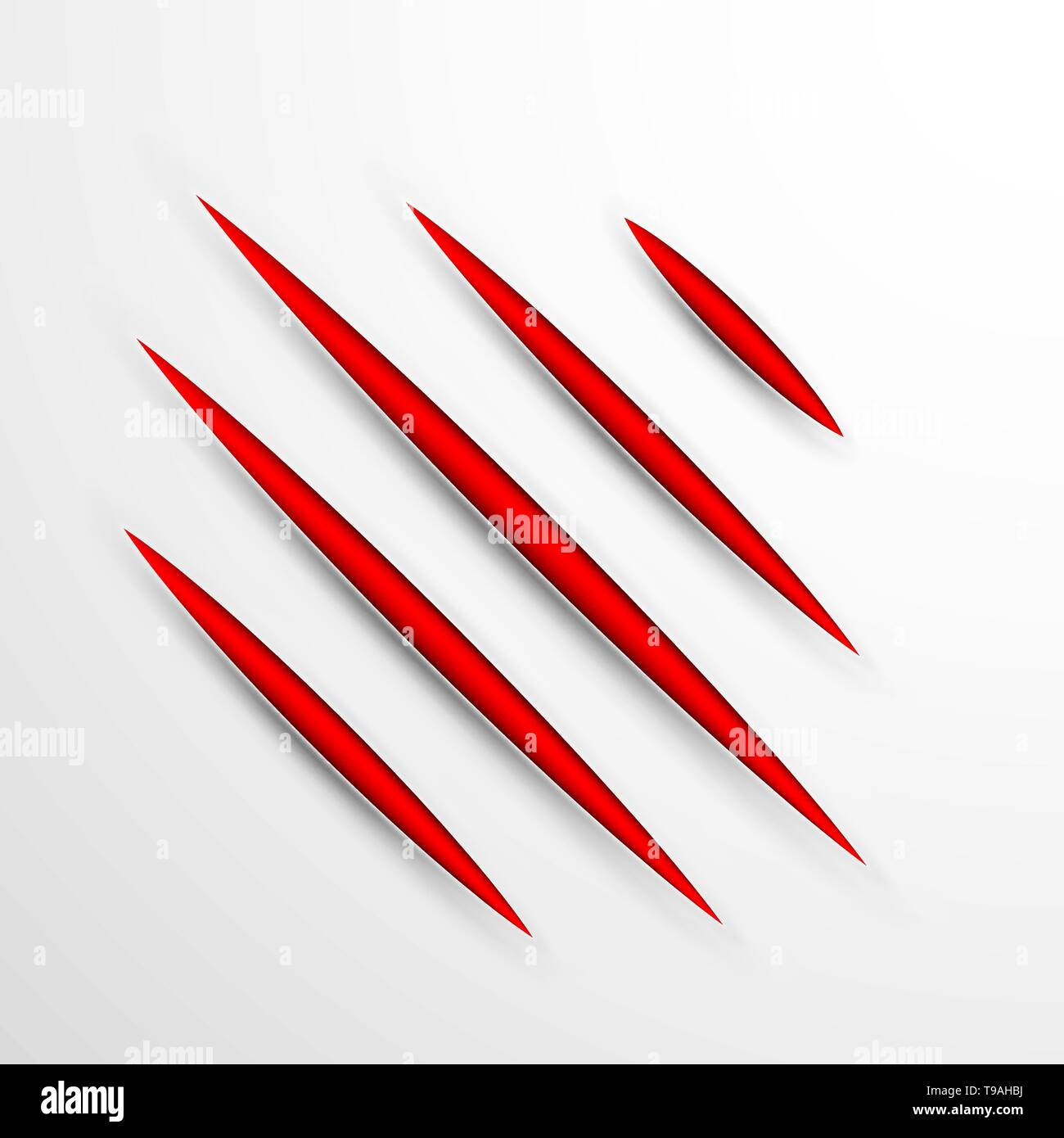 Red scratch set. Claws scratching animal scrape track. Vector ...