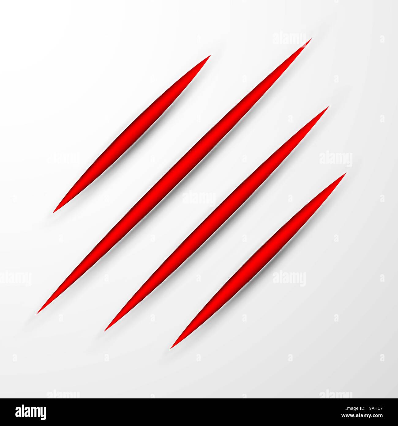 Red scratch set. Claws scratching animal scrape track. Vector ...