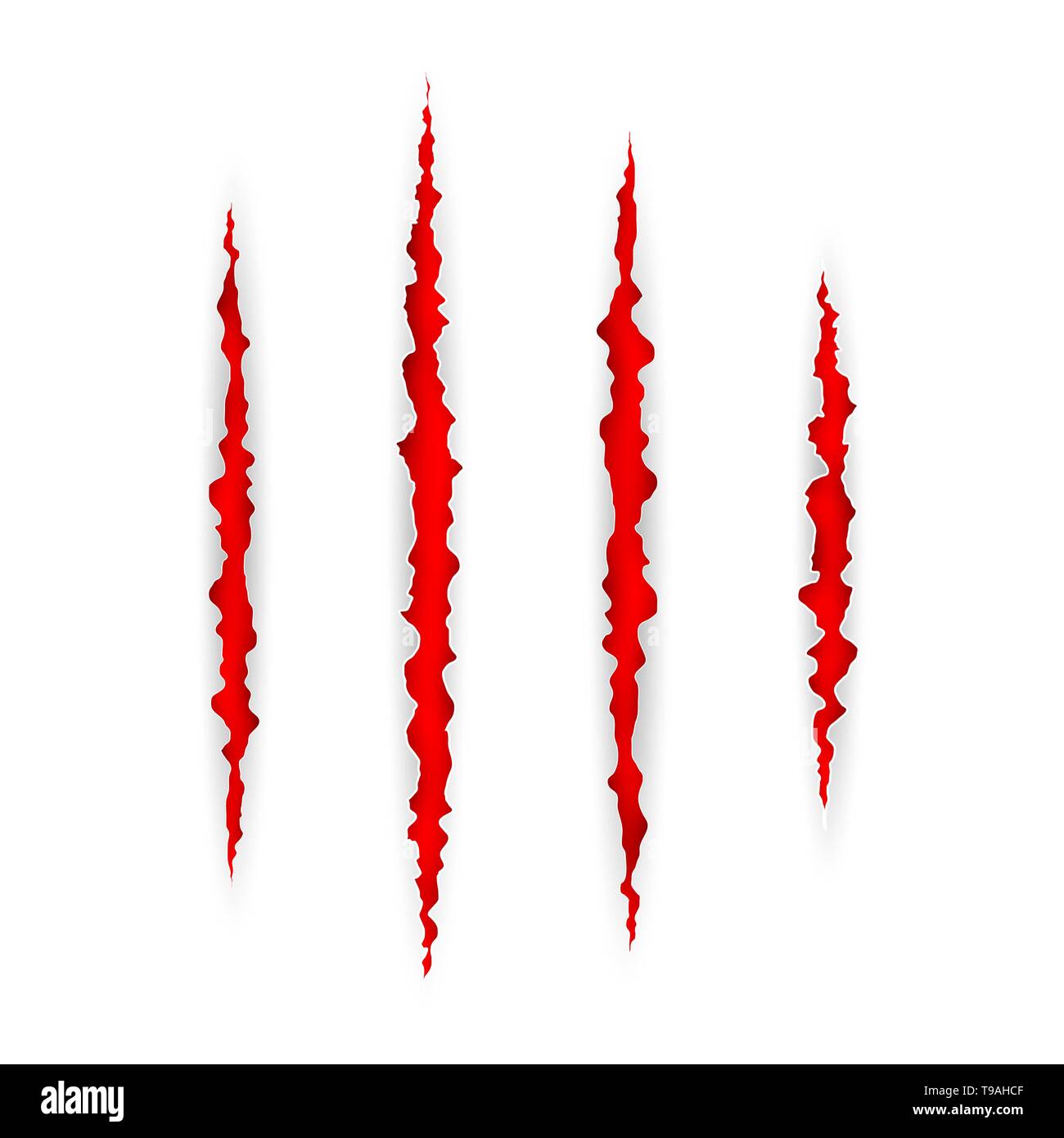 Red scratch set. Claws scratching animal scrape track. Vector ...