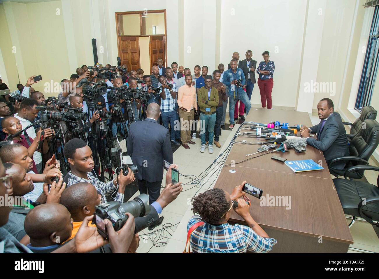 Kigali, Rwanda. 17th May, 2019. Moise Nkundabarashe (R), lawyer of ...