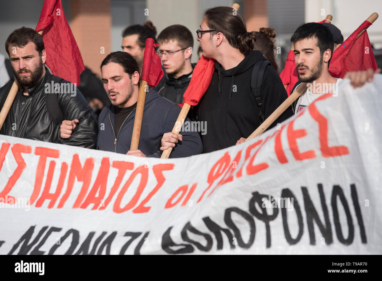Athens, Greece. 17th May, 2019. Leftists and antifascists shout slogans ...