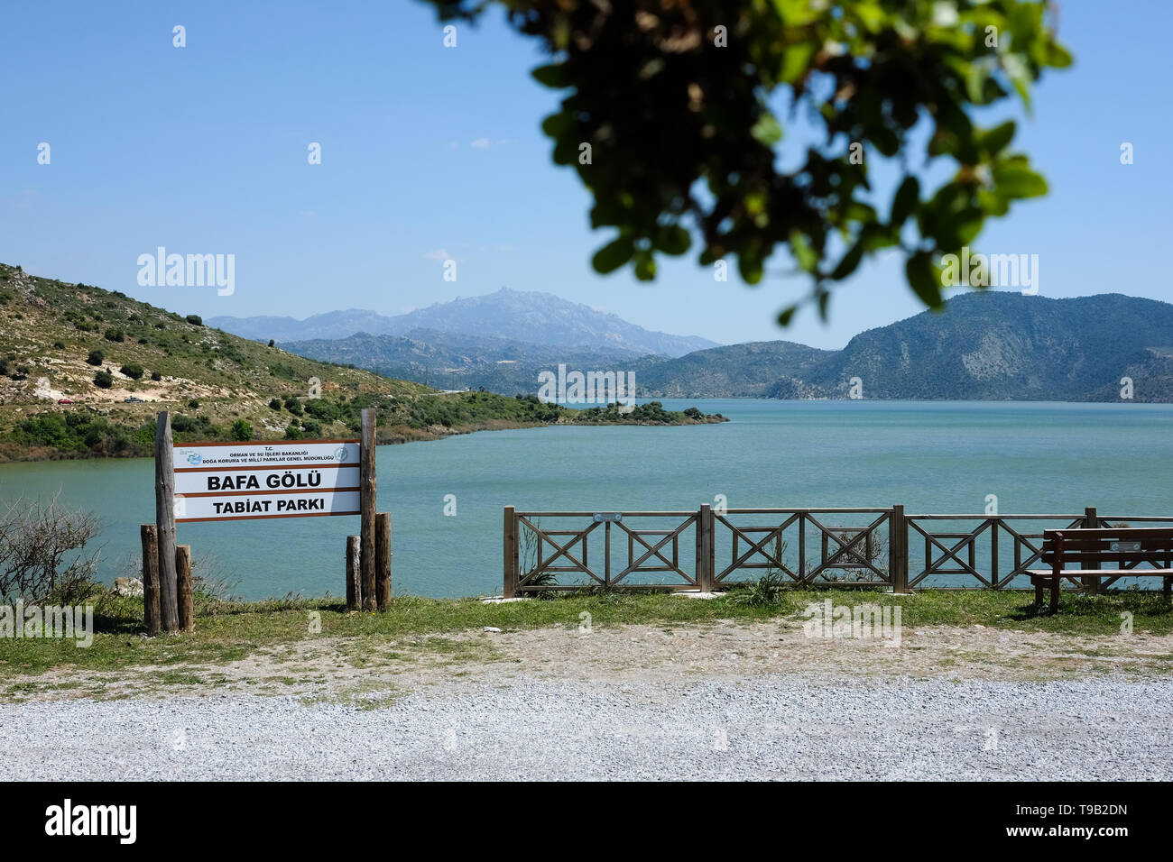 Didim, Turkey. 21st Apr, 2019. View over Lake Bafa to the Latmos ...