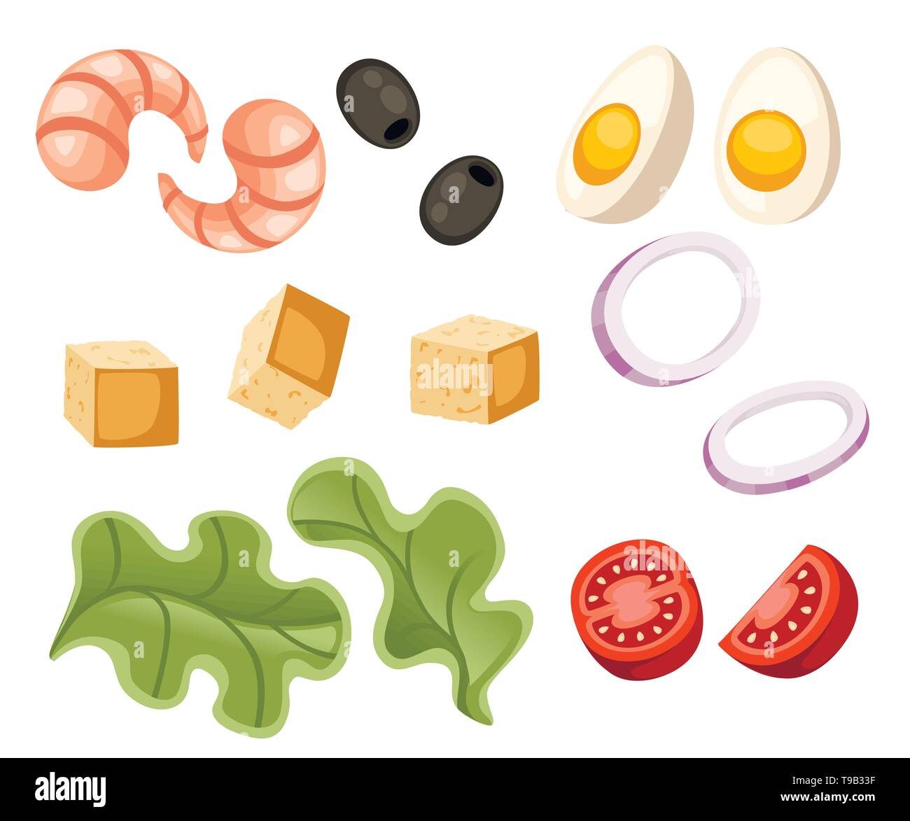 Salad vegetables cheese on Stock Vector Images - Alamy