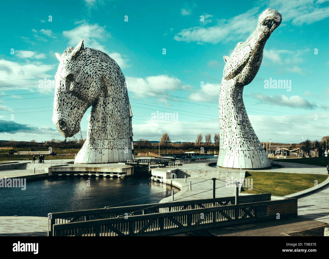 Daytime Shot The Kelpies Structures at Helix Park with Water, Falkirk ...