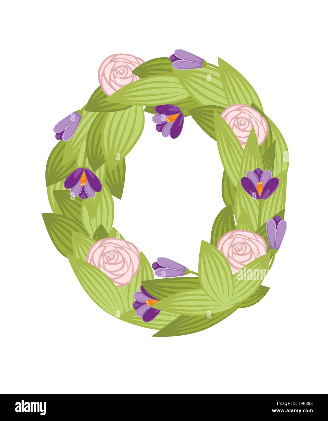 Number zero. Cartoon flower font design. Number 0 with flowers and ...