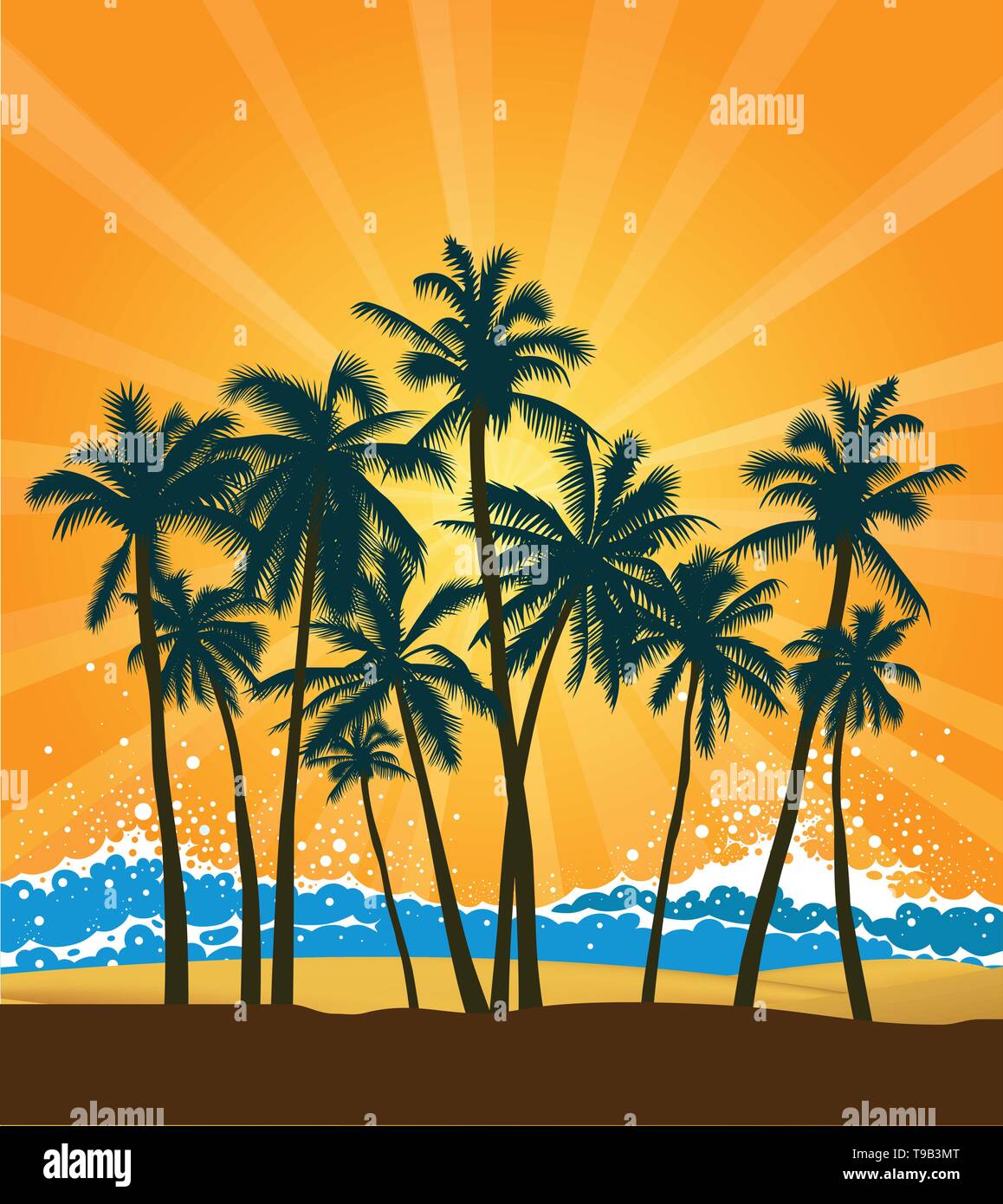 Palm tree sun drawn Stock Vector Images - Alamy