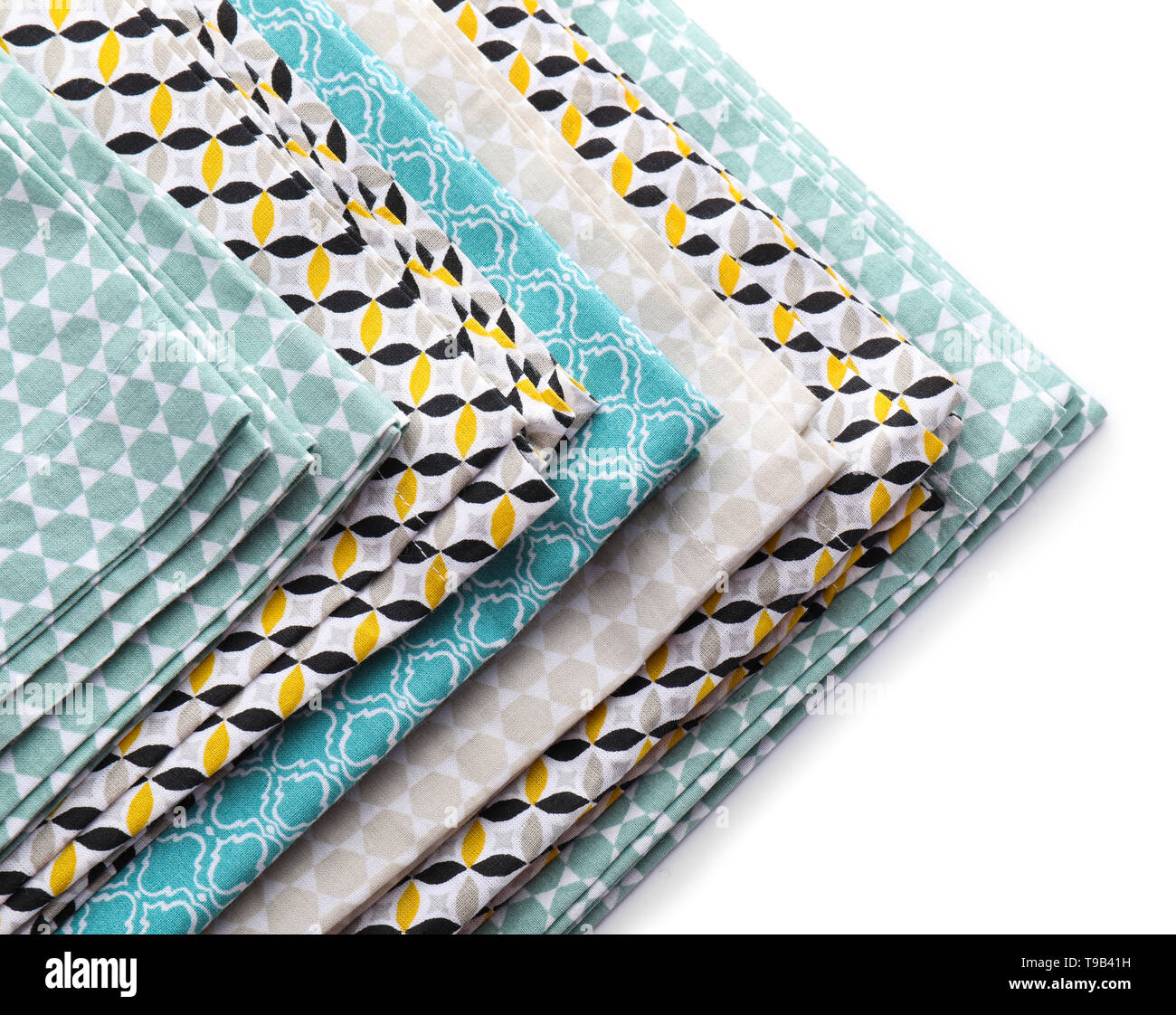 Clean kitchen towels on white background Stock Photo - Alamy