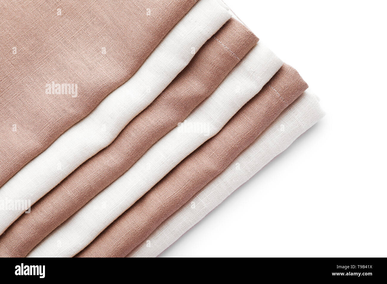 Clean kitchen towels on white background Stock Photo - Alamy