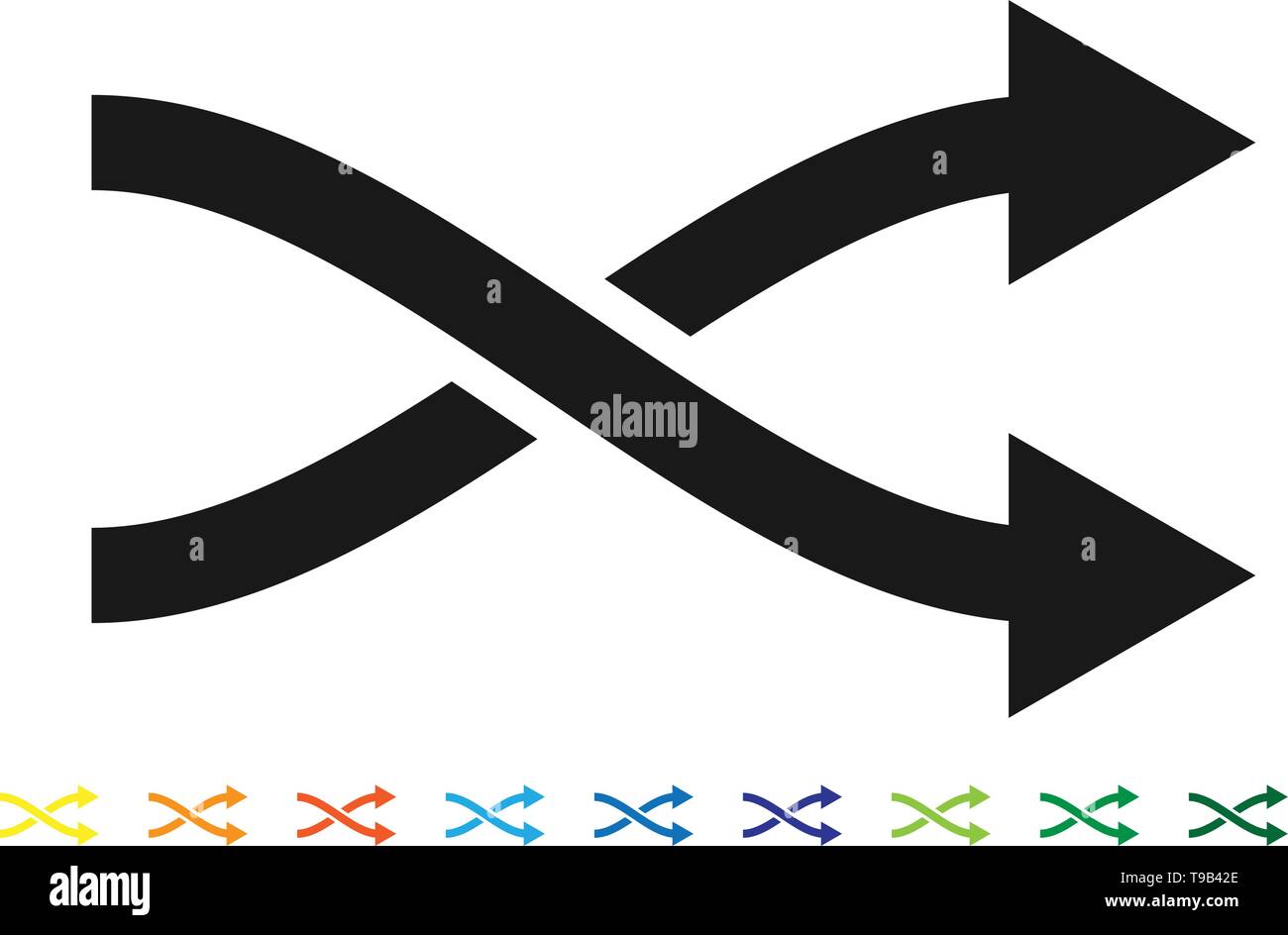 Curved two-way intersecting arrow, color versions included Stock Vector ...