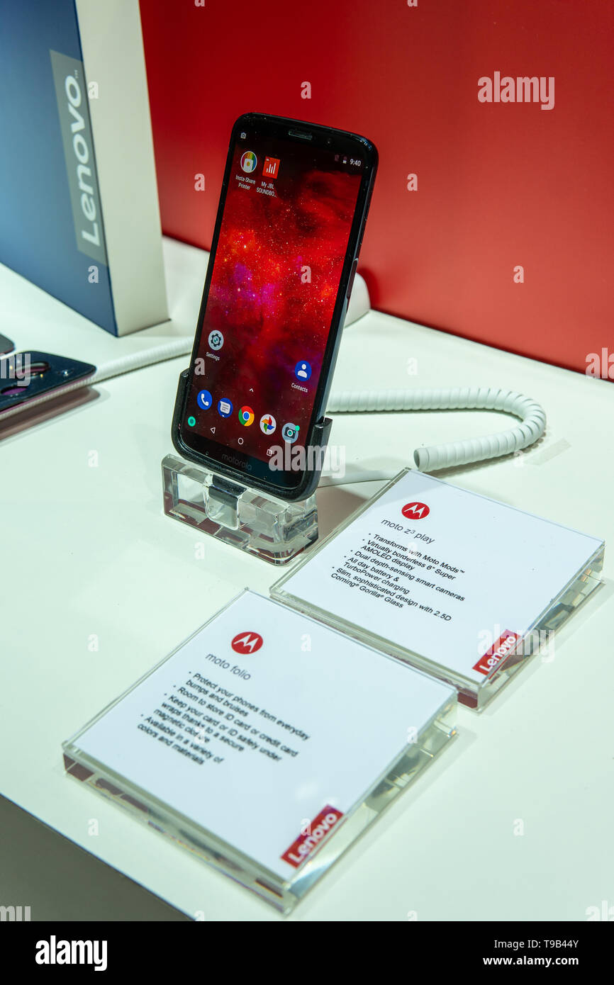 Motorola Moto smartphone on display, with Android at Motorola ...