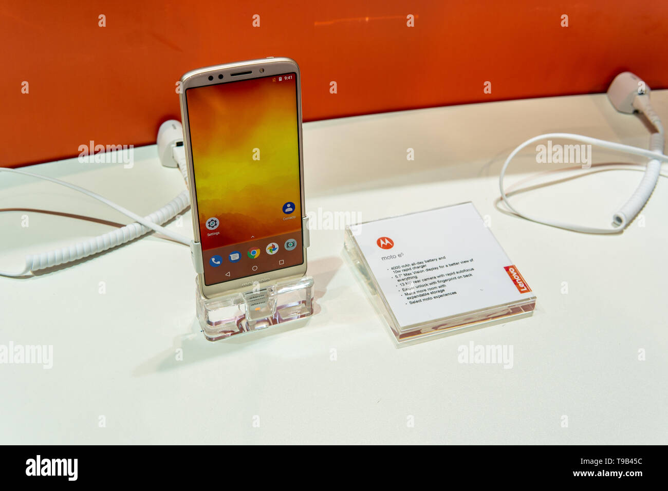 Motorola Moto smartphone on display, with Android at Motorola ...