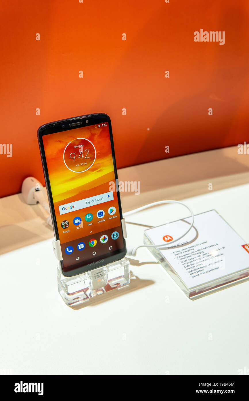 Motorola Moto smartphone on display, with Android at Motorola ...