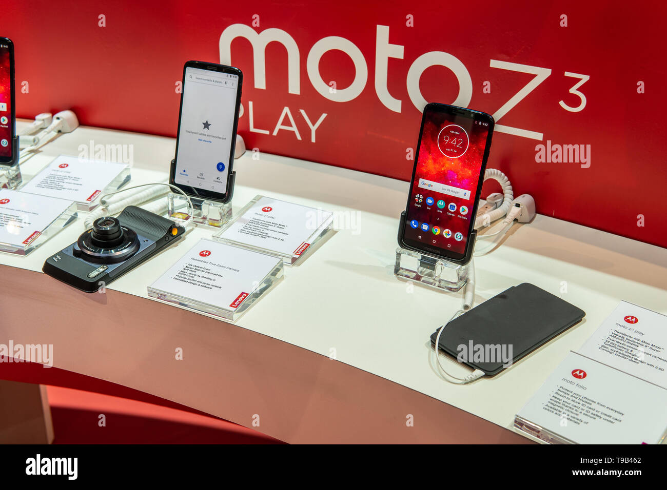 Motorola Moto smartphone on display, with Android at Motorola ...