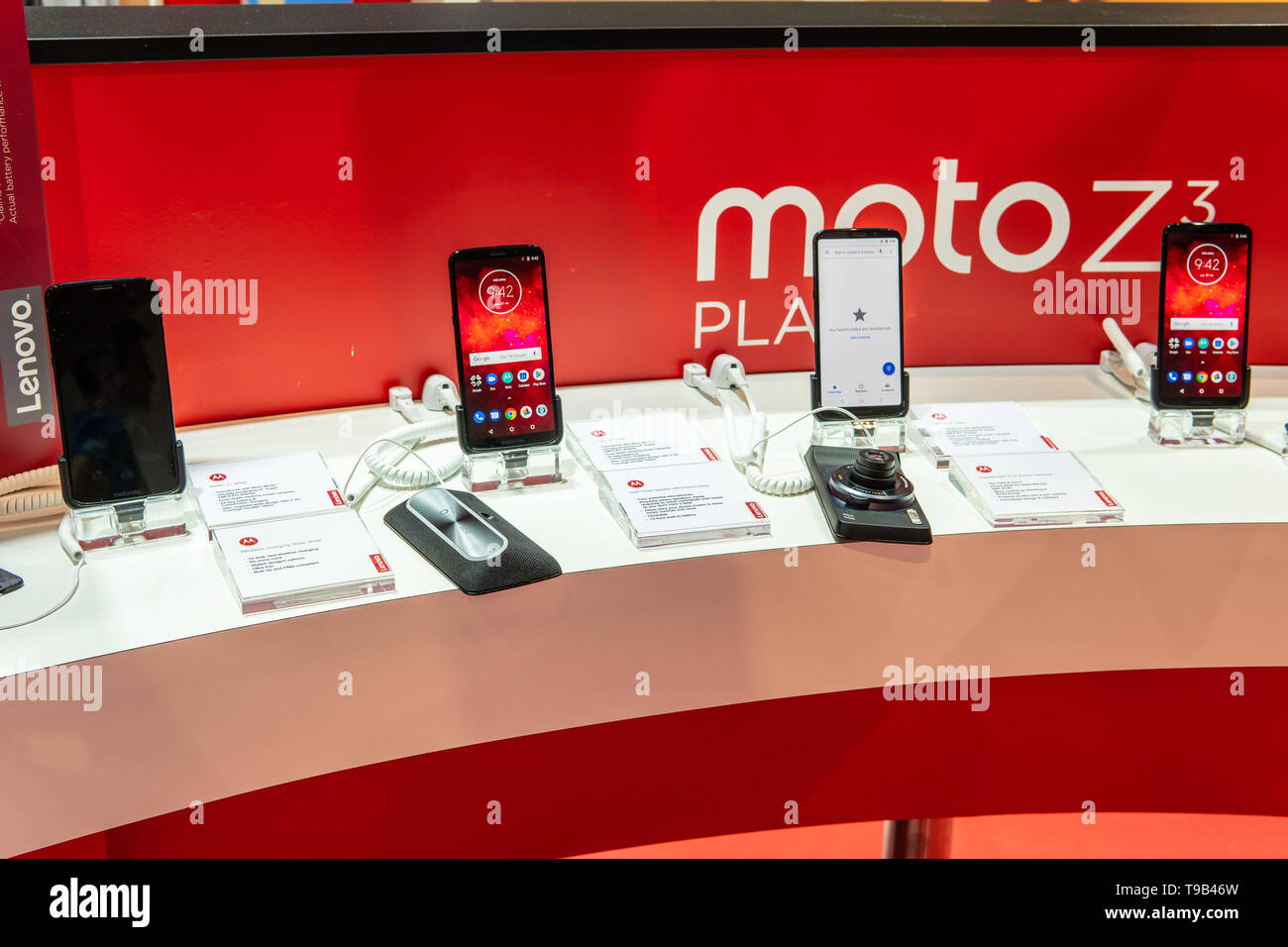 Motorola Moto smartphone on display, with Android at Motorola ...