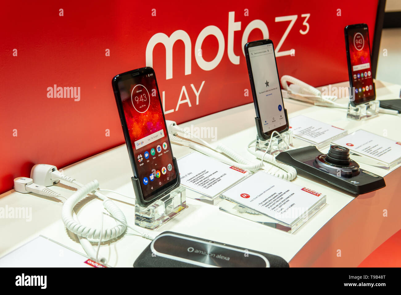 Motorola Moto smartphone on display, with Android at Motorola ...