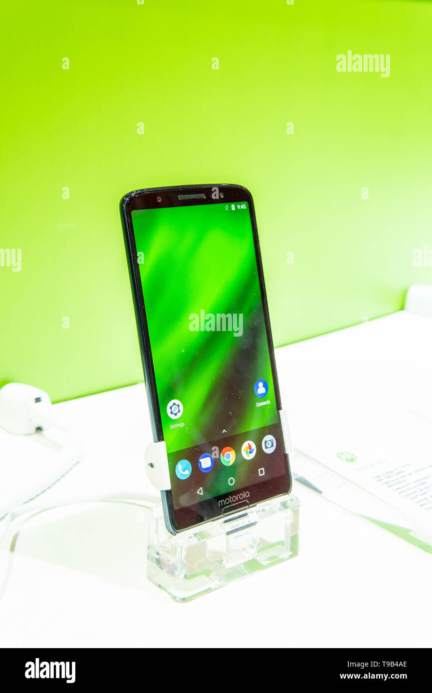 Motorola Moto smartphone on display, with Android at Motorola ...