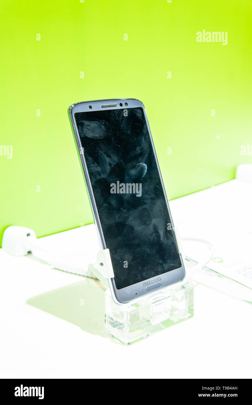 Motorola Moto smartphone on display, with Android at Motorola ...