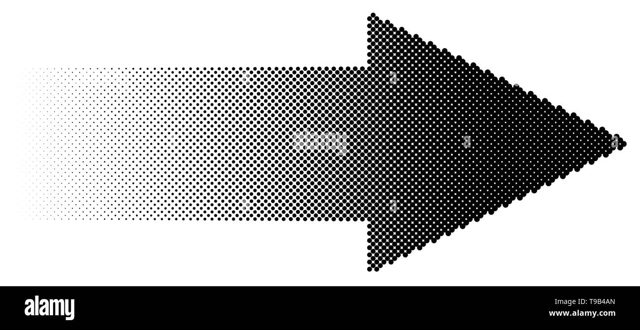 Halftone arrow with fading gradient. Half-tone arrow shape Stock Vector ...
