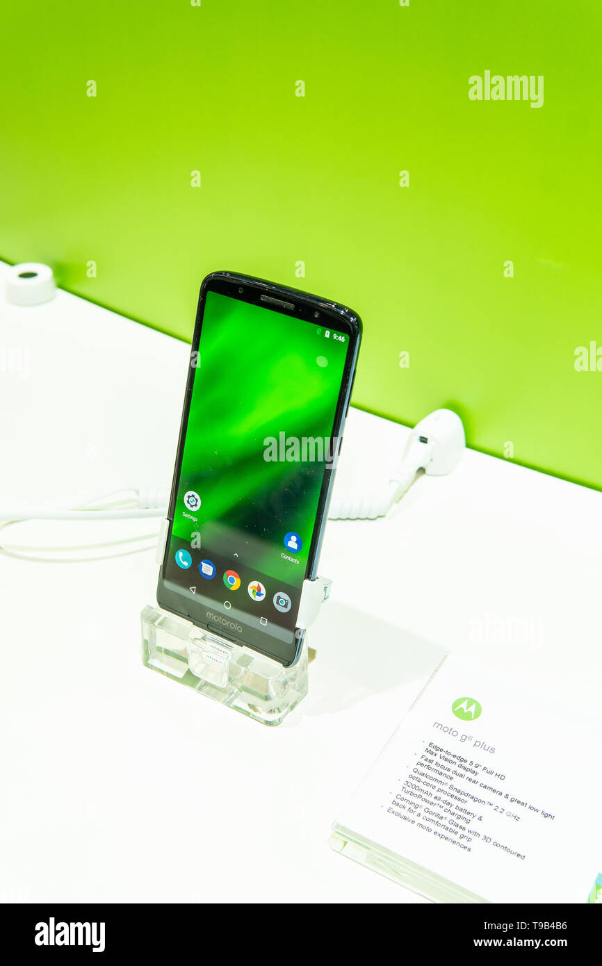 Motorola Moto smartphone on display, with Android at Motorola ...