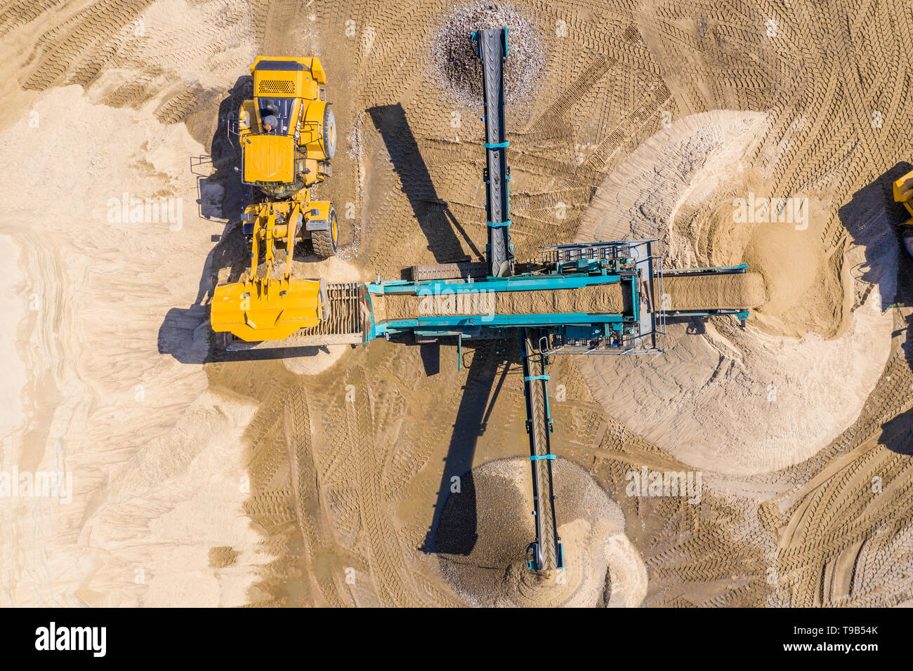 Aerial view of crushed stone quarry machine Stock Photo - Alamy
