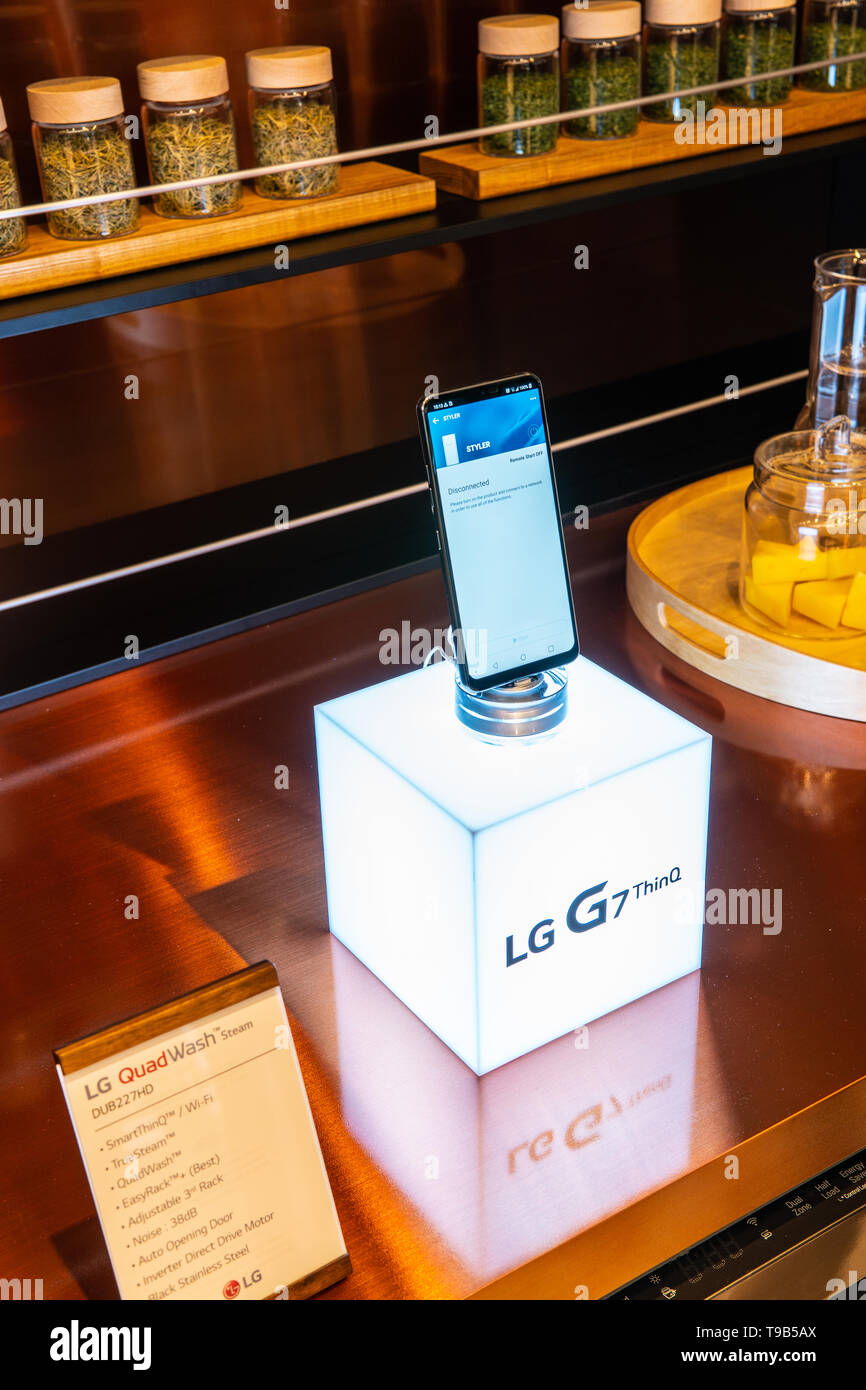LG smartphone on display from 2018, with Android at LG exhibition ...