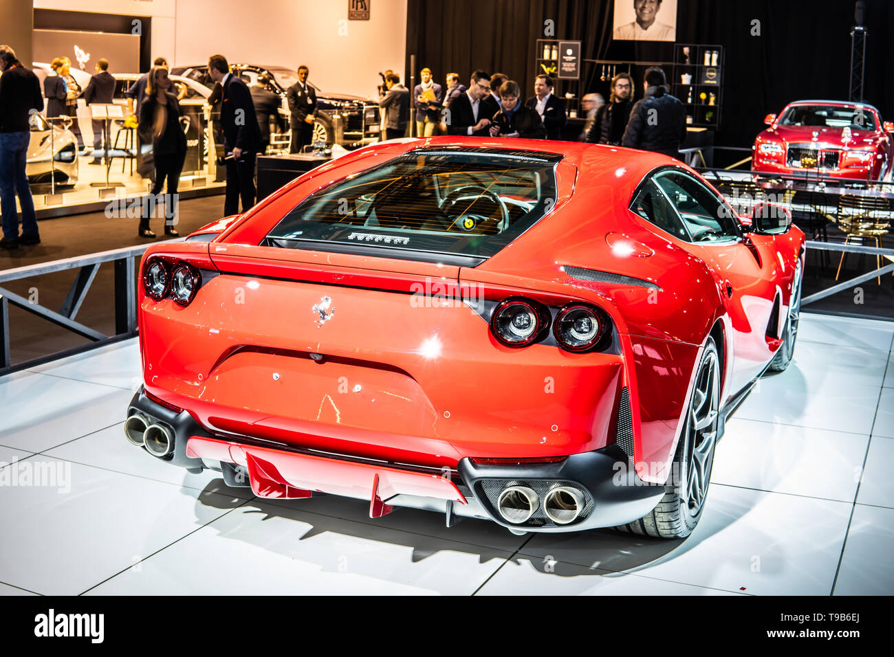 Brussels, Belgium, Jan 17, 2019: metallic red Ferrari 812 Superfast at ...