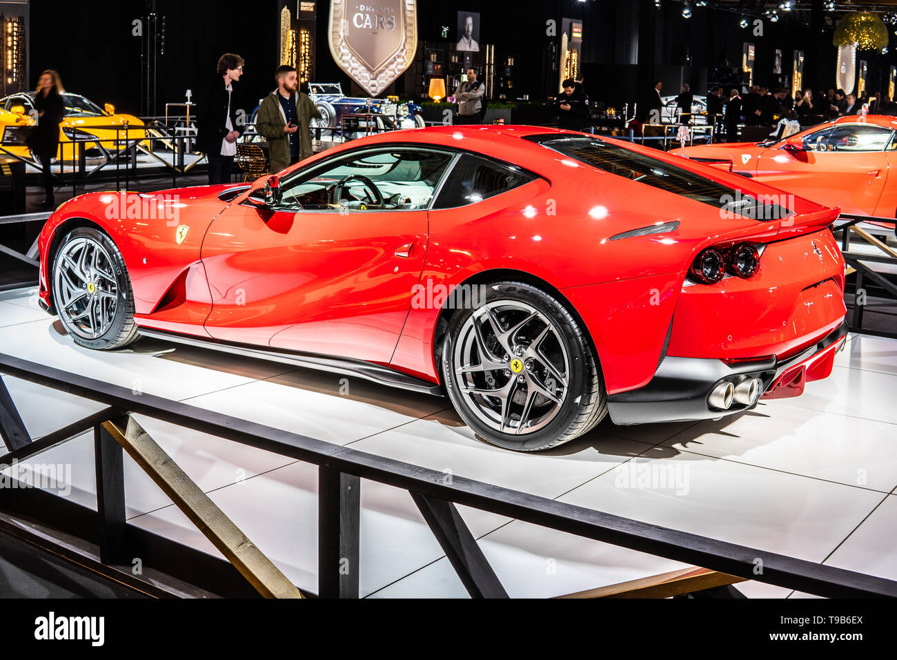 Brussels, Belgium, Jan 17, 2019: metallic red Ferrari 812 Superfast at ...