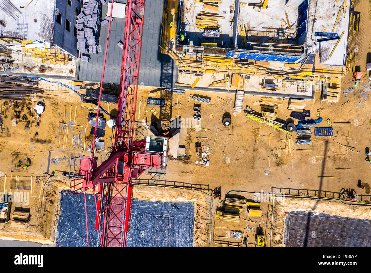 Aerial Photo of Busy Construction Site. Residential Building Stock ...
