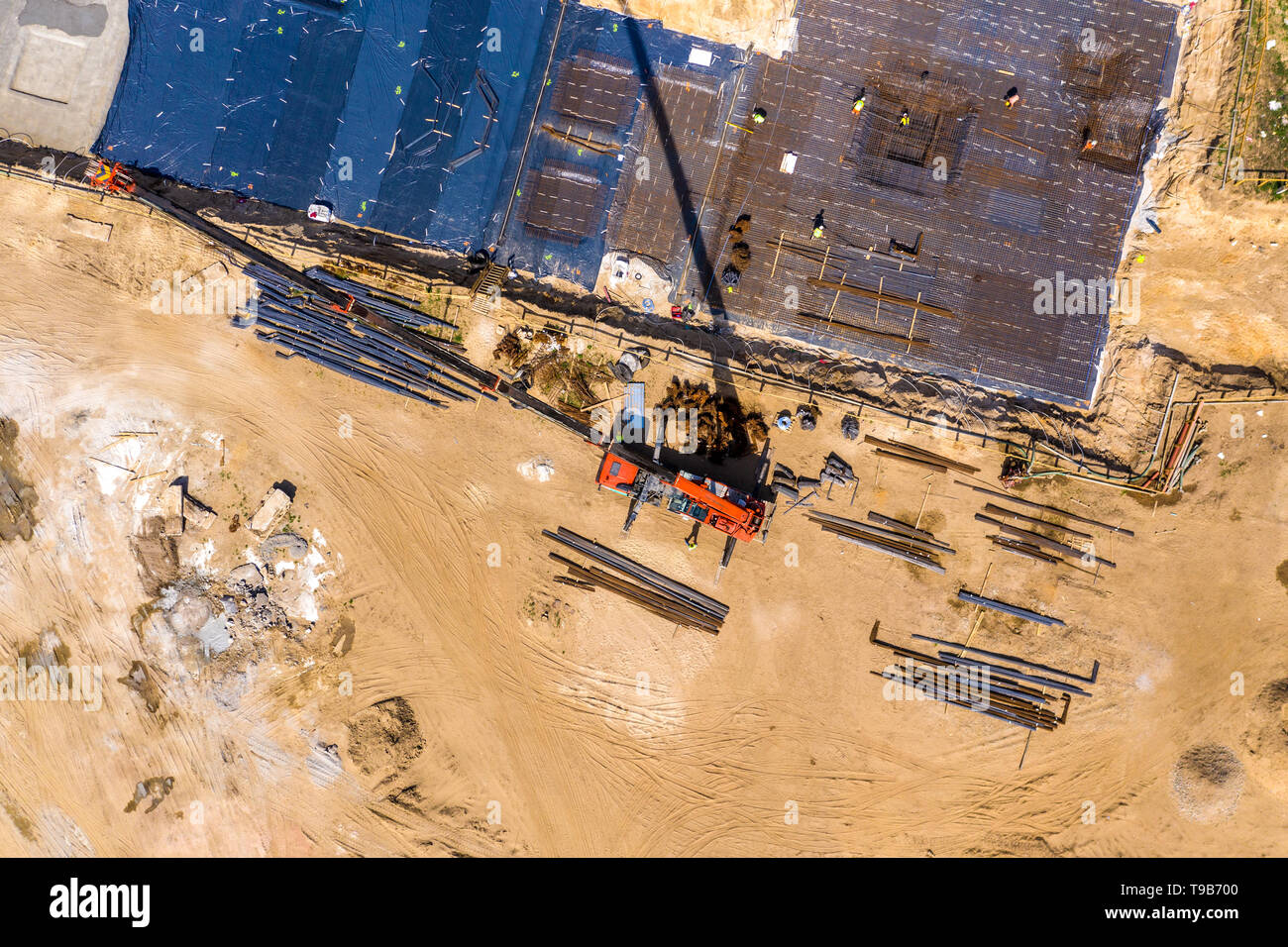 Aerial Photo of Busy Construction Site. Residential Building Stock ...
