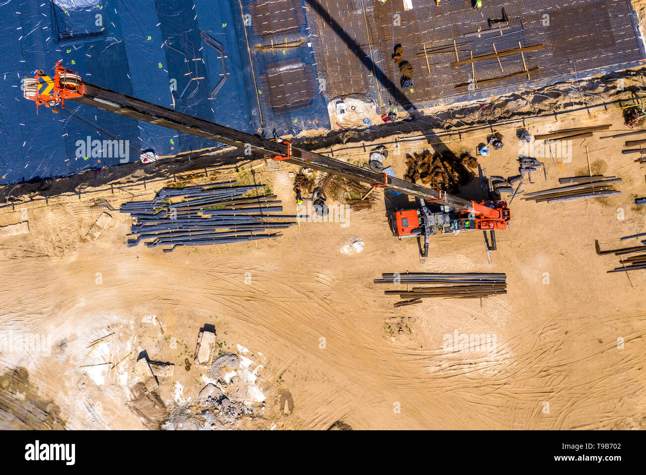 Aerial Photo of Busy Construction Site. Residential Building Stock ...