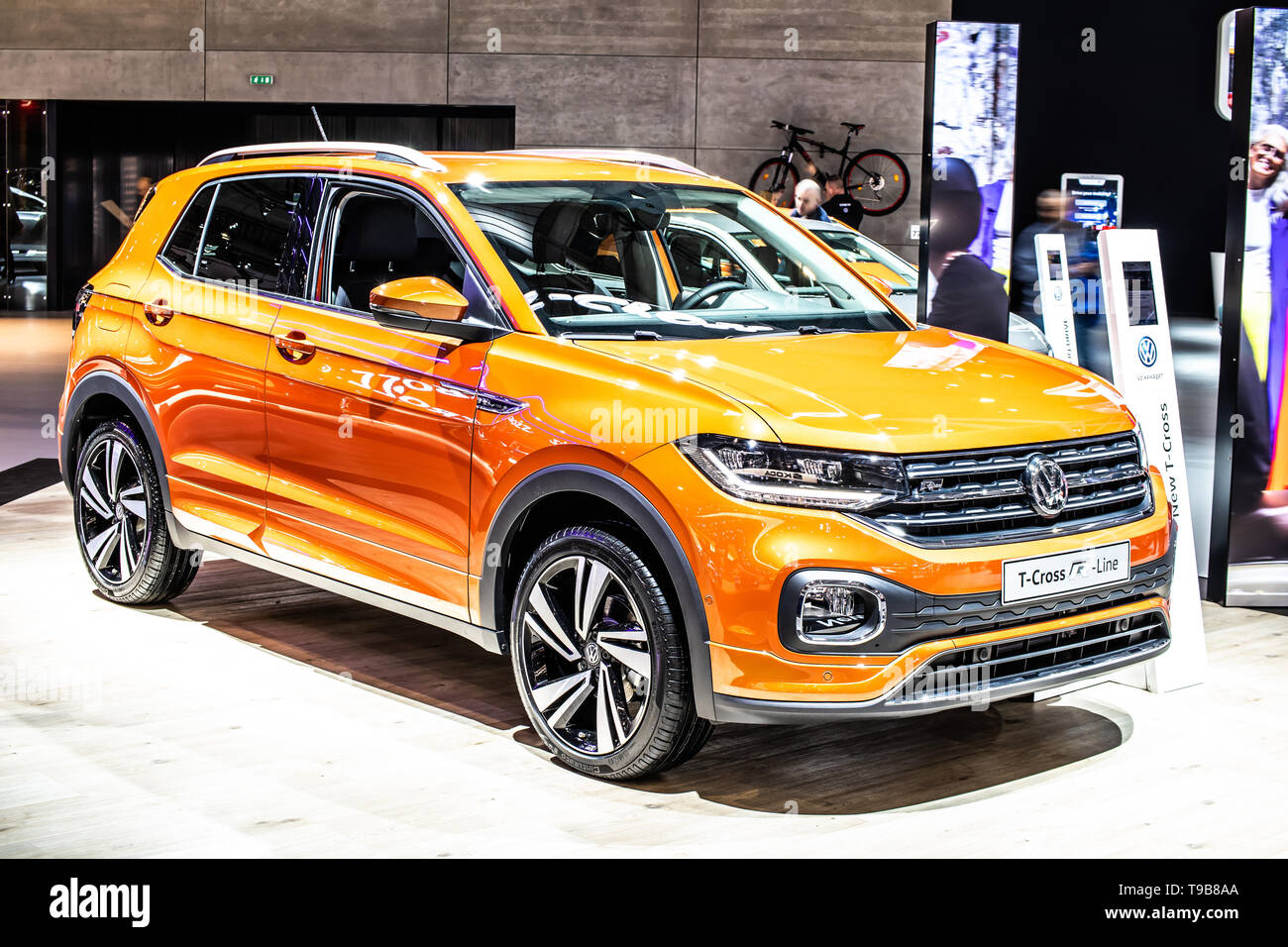 Brussels, Belgium, Jan 18, 2019: metallic gold Volkswagen VW T-Cross R ...