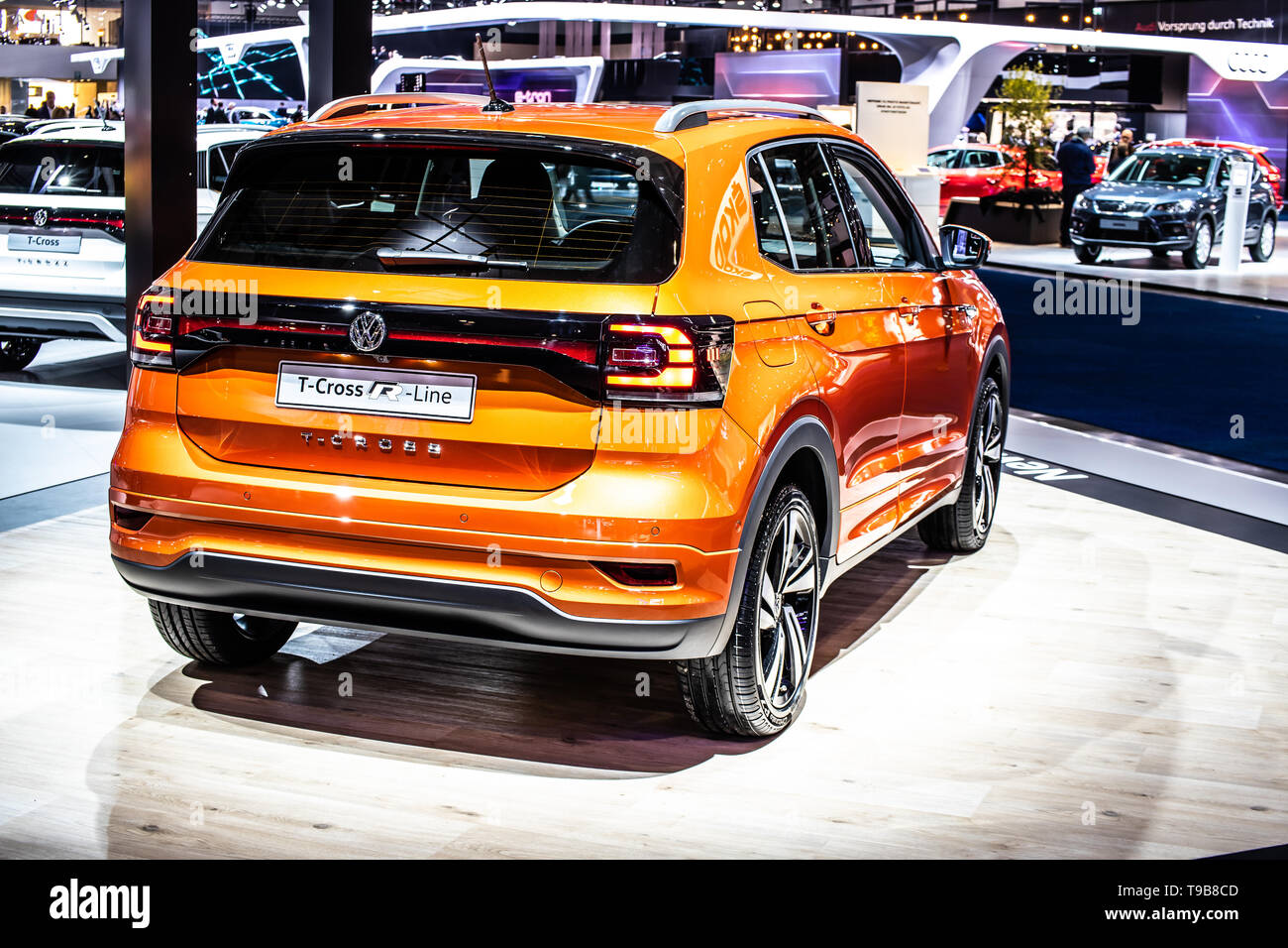 Brussels, Belgium, Jan 18, 2019: metallic gold Volkswagen VW T-Cross R ...