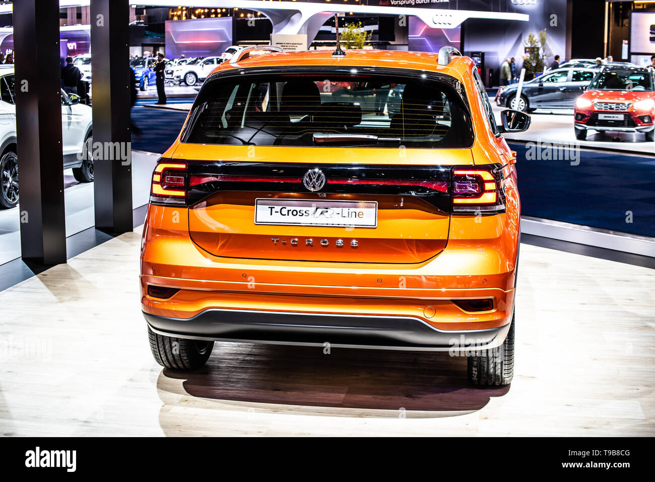 Brussels, Belgium, Jan 18, 2019: metallic gold Volkswagen VW T-Cross R ...
