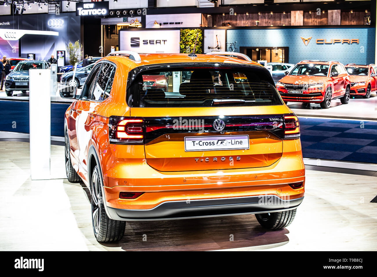 Brussels, Belgium, Jan 18, 2019: metallic gold Volkswagen VW T-Cross R ...