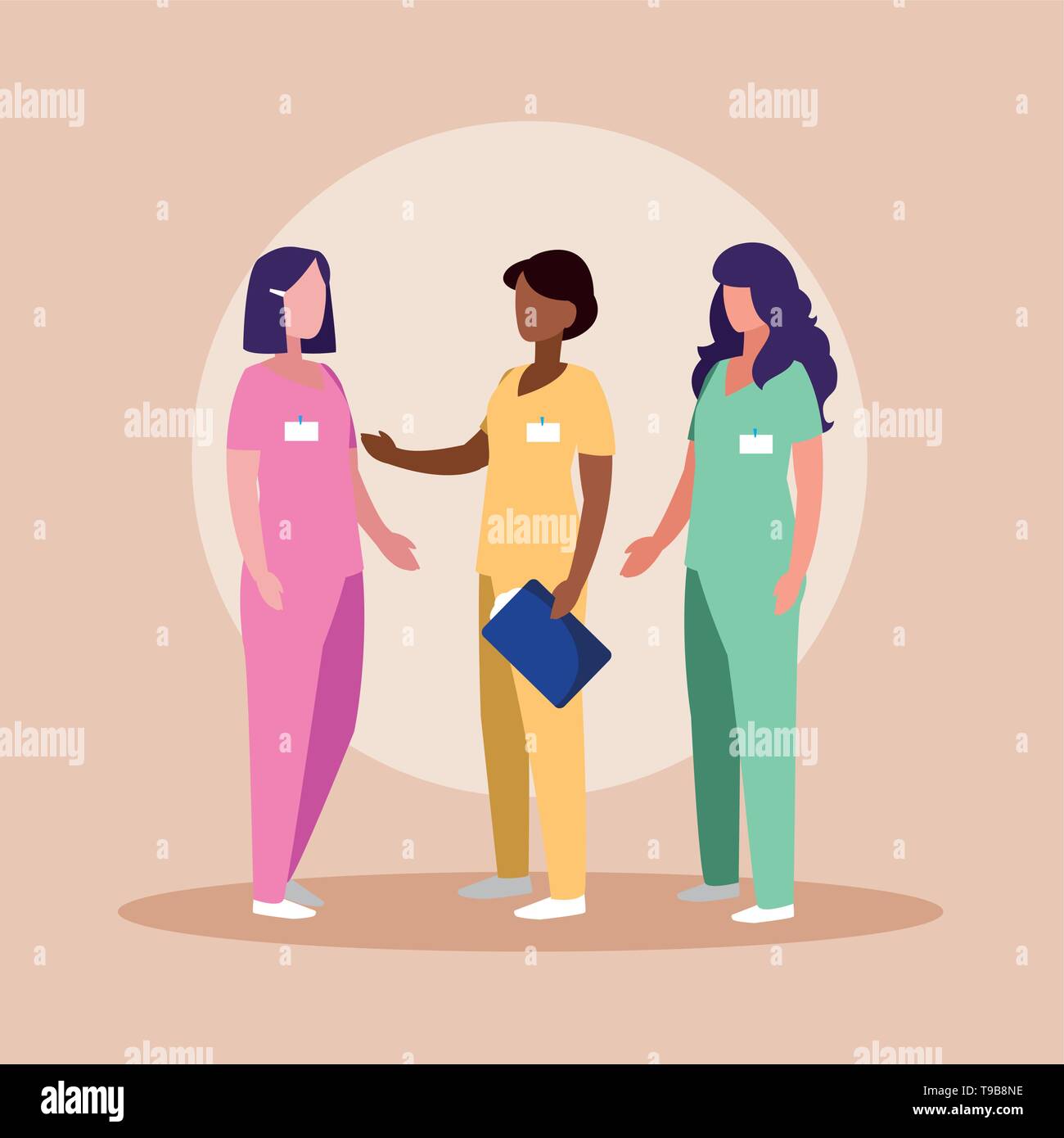 group of doctors female with uniform vector illustration design Stock ...