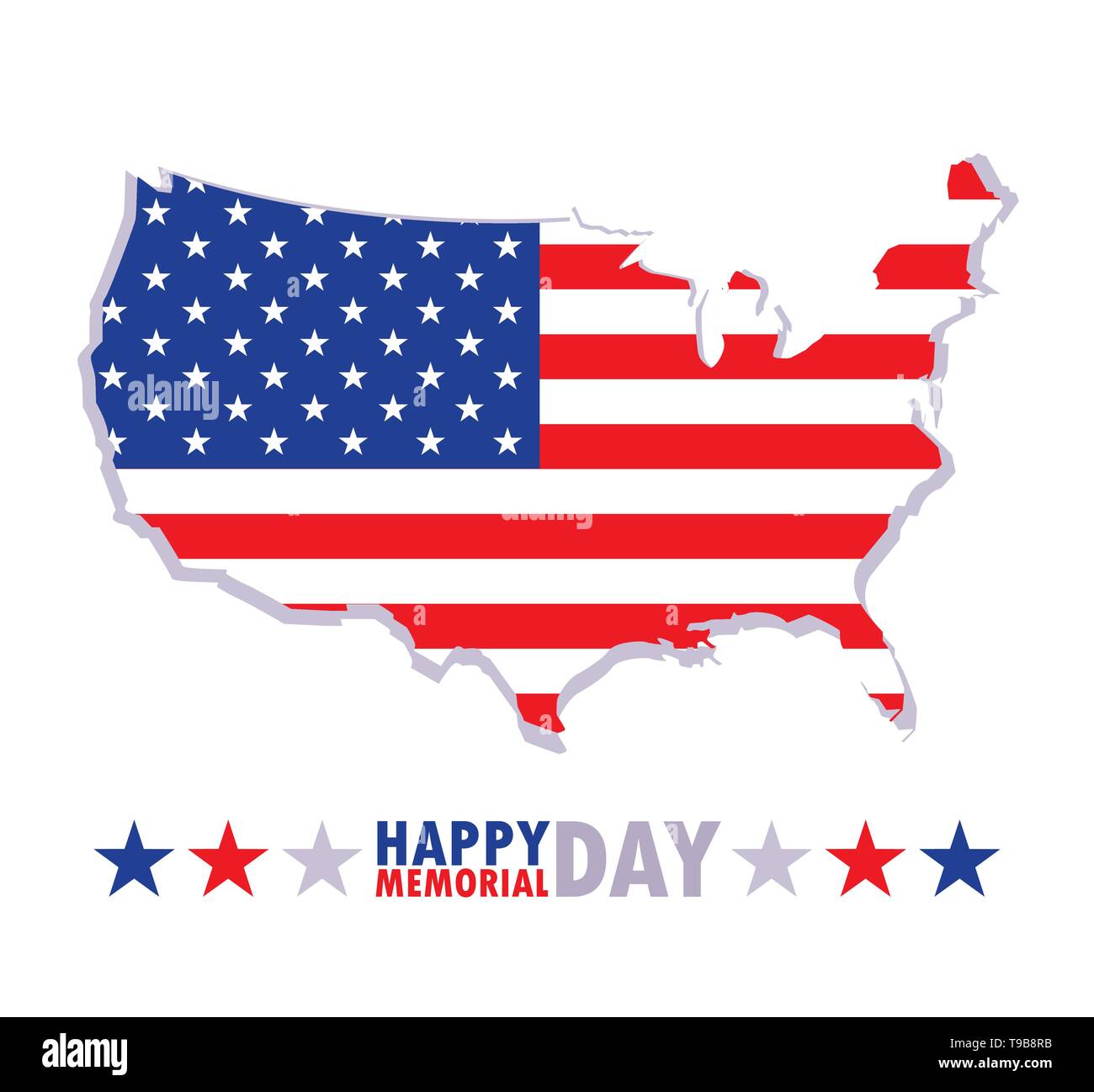 happy memorial day card with flag and map usa vector illustration ...