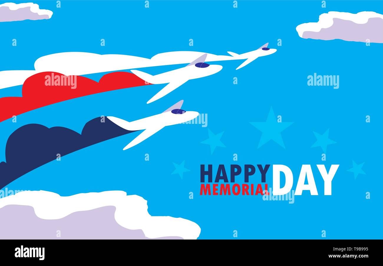 happy memorial day card with airplanes vector illustration design Stock ...
