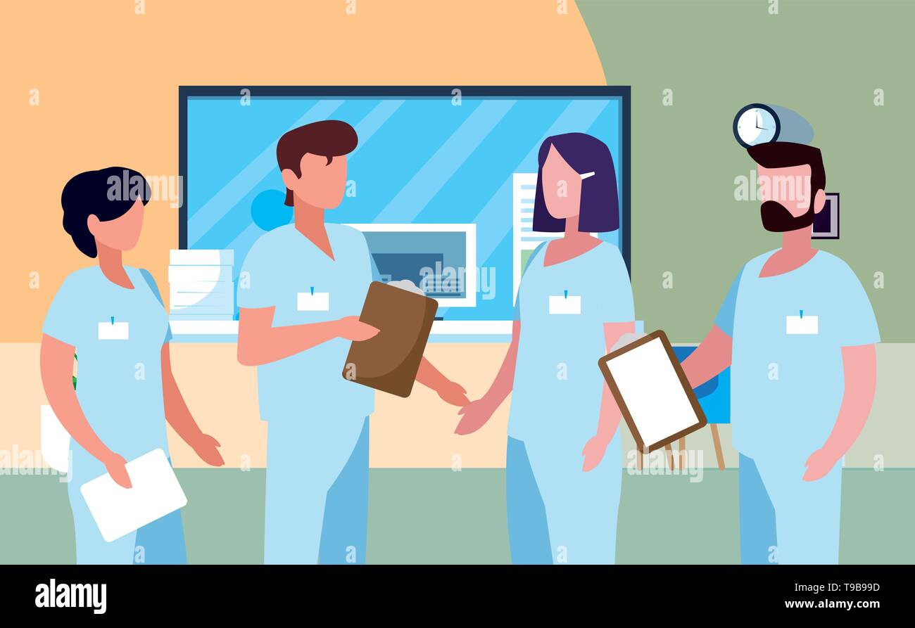 Hospital healthcare professionals at work vector medical clinic hi-res ...