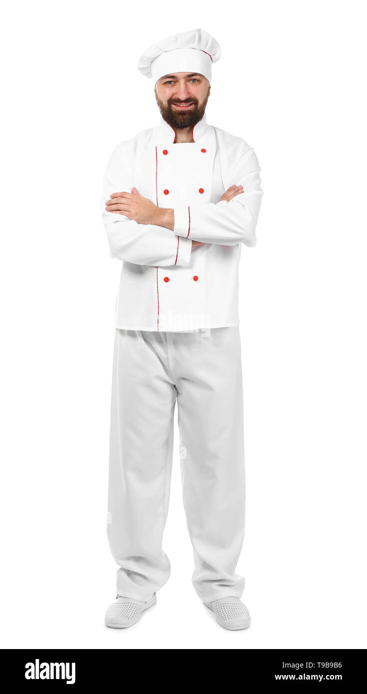 Male chef on white background Stock Photo - Alamy
