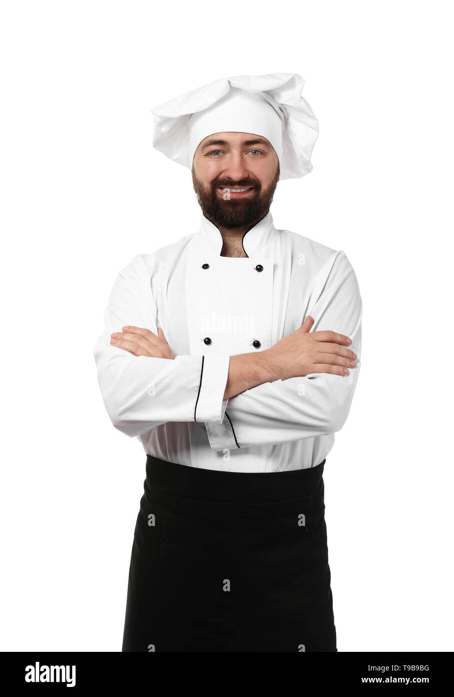 Male chef on white background Stock Photo - Alamy