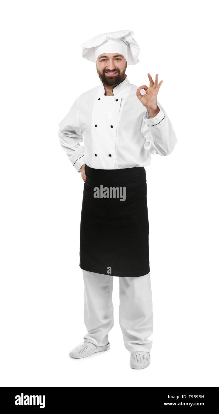 Male chef on white background Stock Photo - Alamy