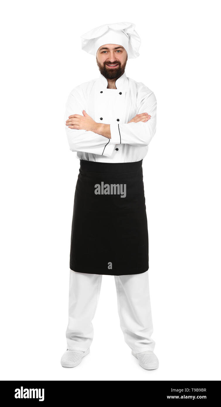 Male chef on white background Stock Photo - Alamy