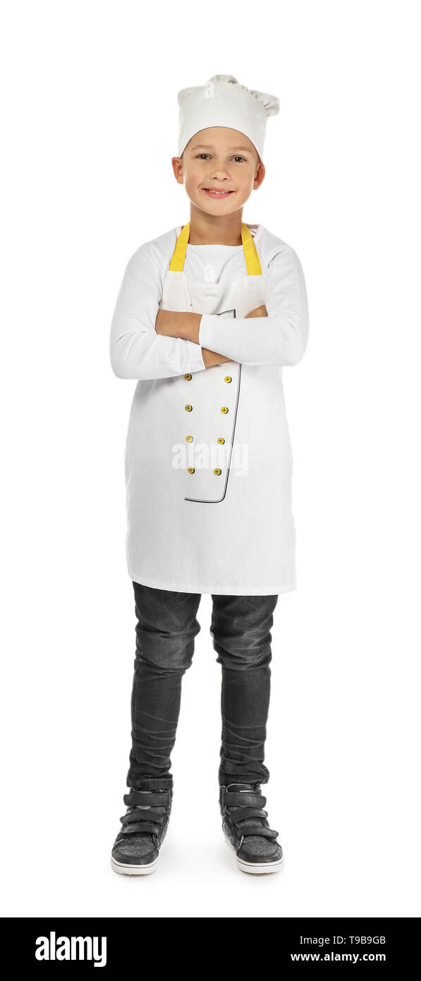 Cute little chef on white background Stock Photo - Alamy