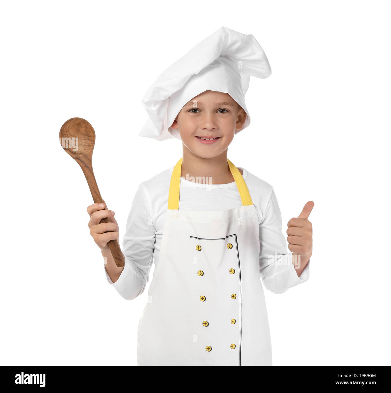 Cute little chef on white background Stock Photo - Alamy