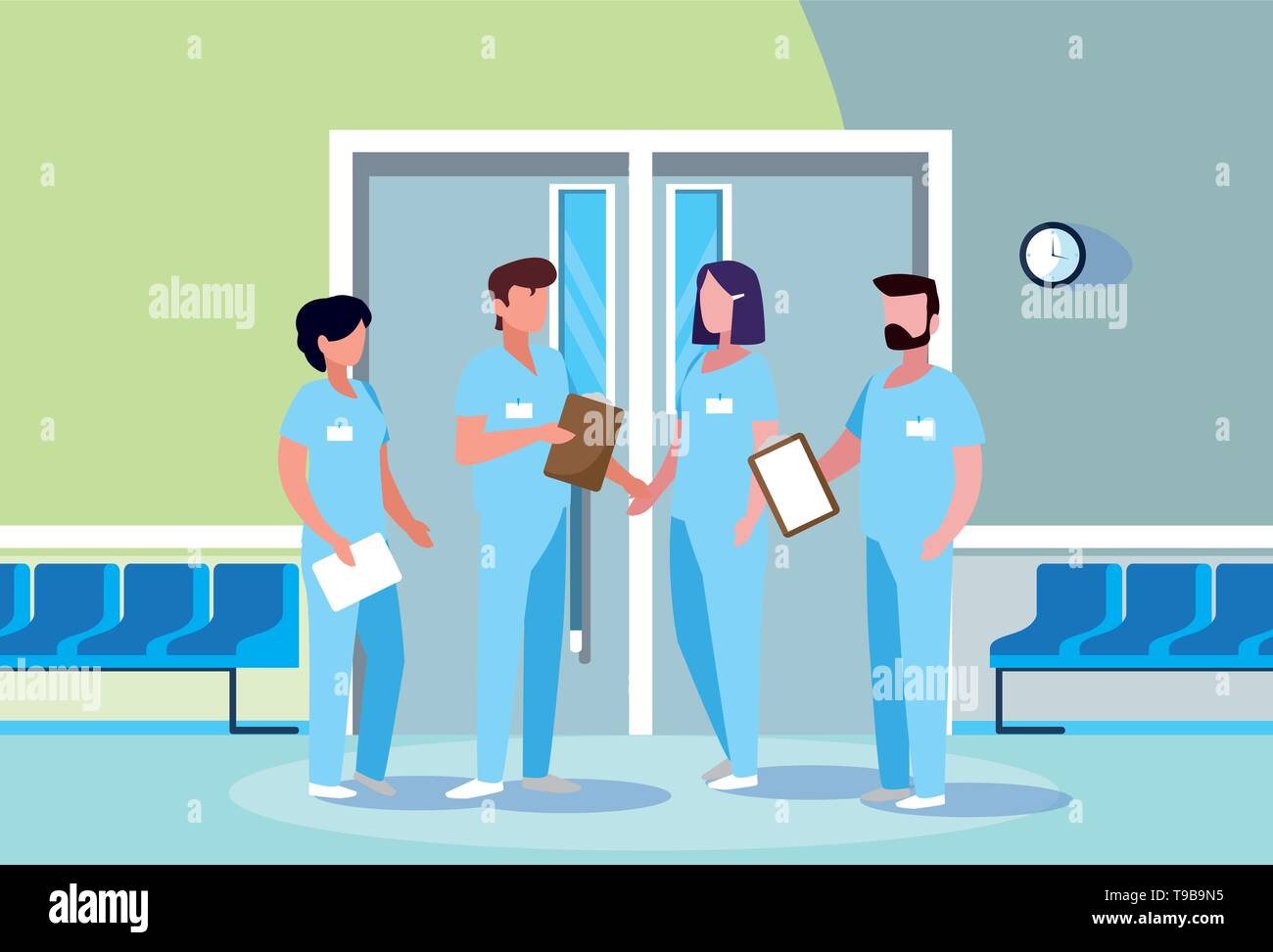 Hospital healthcare professionals at work vector medical clinic hi-res ...